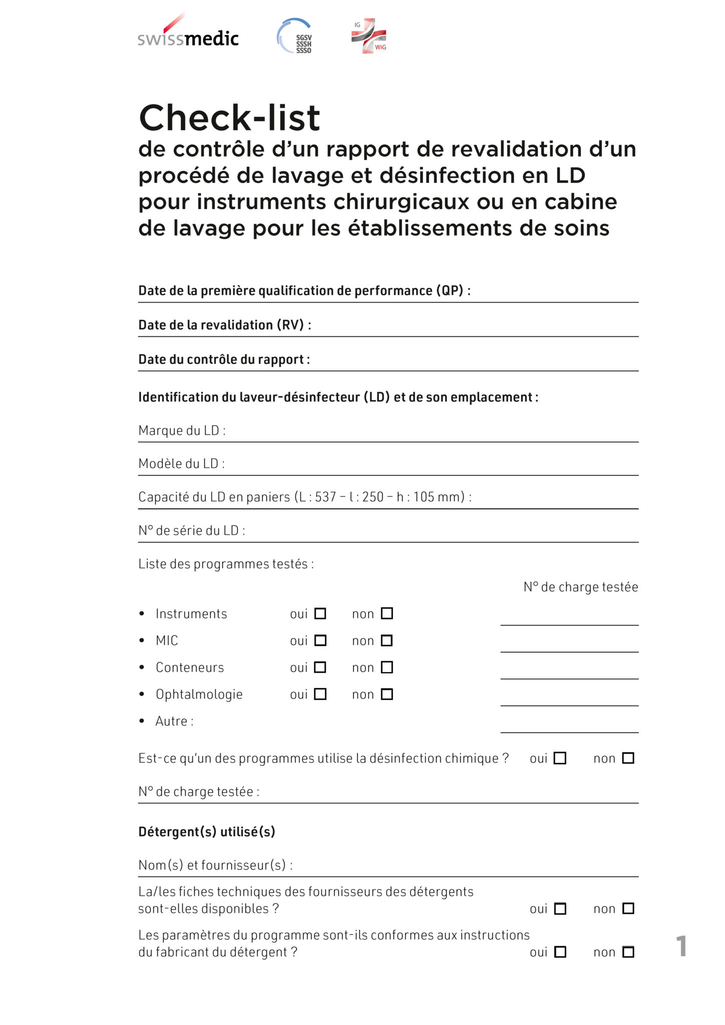 Check-list de contrôle d’un rapport de revalidation - sssh